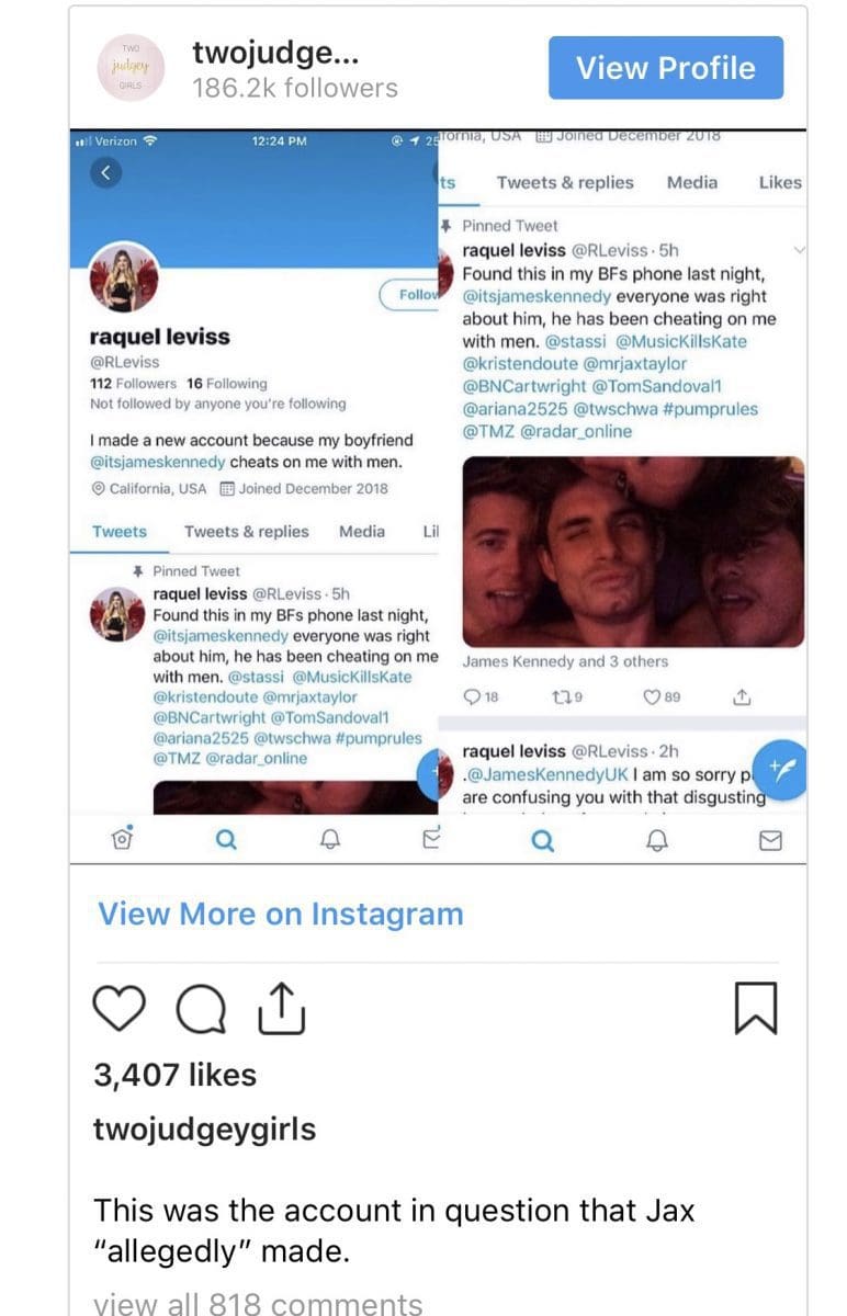 Did Jax Taylor Really Create a Fake Twitter Account Under Raquel's Name?