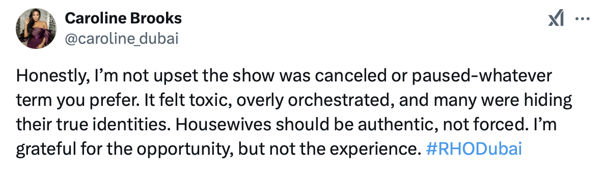 Caroline Brooks Slams RH of Dubai as "Overly Orchestrated"